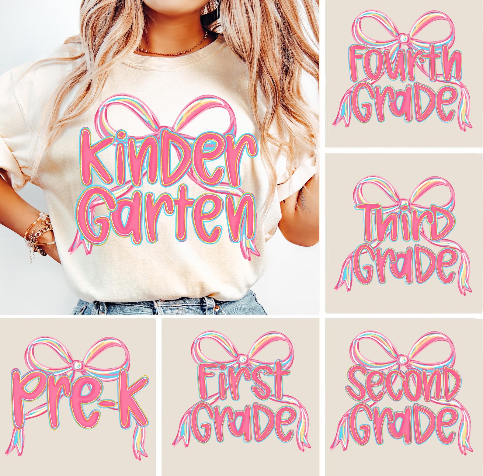 Preppy Back to School PNG Bundle, Teacher Coquette First Day of School ...