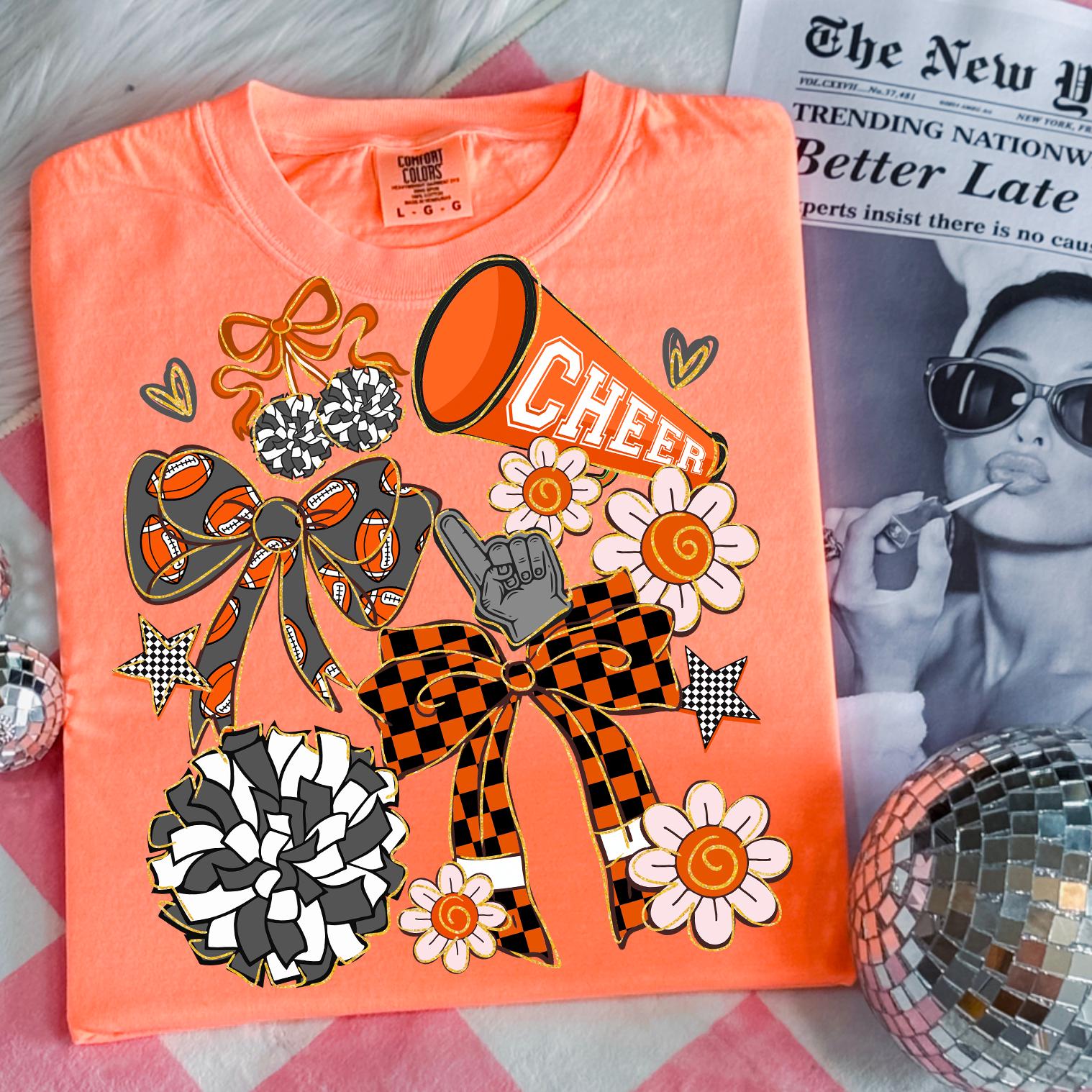Cheer Coquette Png, Orange Cheer Mom Shirt Design, Cheerleading Png ...