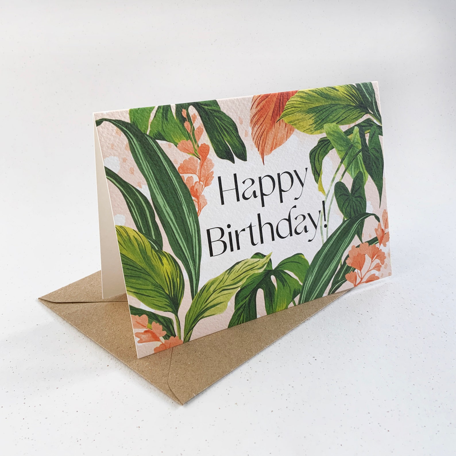 Tropical Leaves Birthday Card | Hand-painted Greetings - Etsy