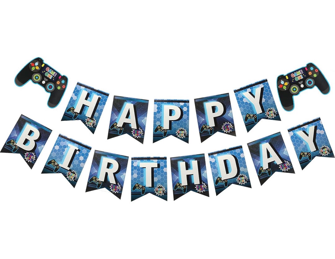 Video Game Happy Birthday Banner, Gaming Birthday Party Sign, Video ...