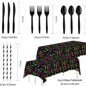 Neon Party Plates, Napkins, Cups, Tablecloth Disposable Tableware ...