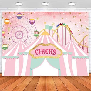 Pink Carnival Party Backdrop, Circus Tent Carnival Birthday Vinyl Photo ...