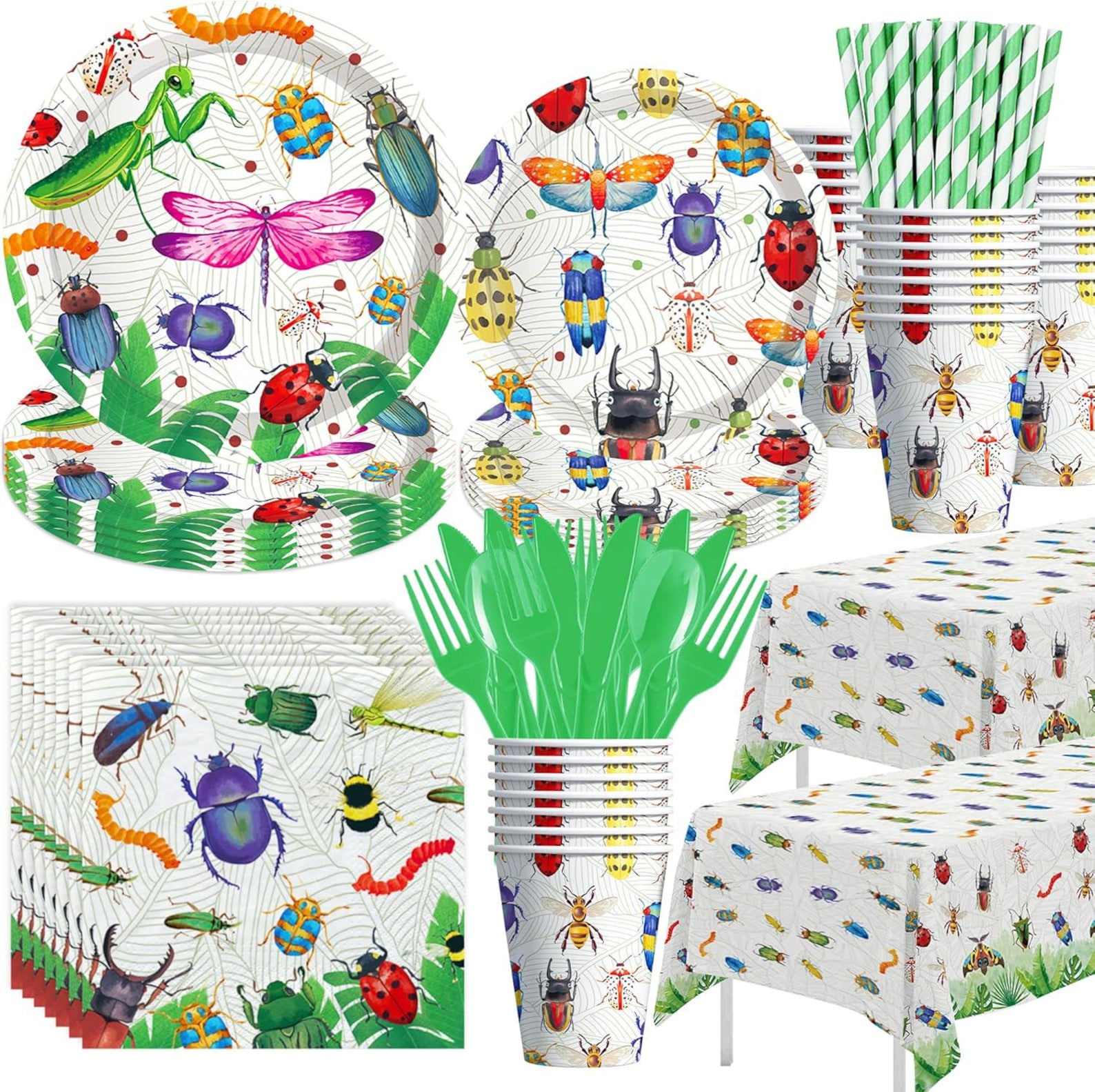 Bug Birthday Plates, Napkins, Cups, Tablecloth Disposable Tableware ...