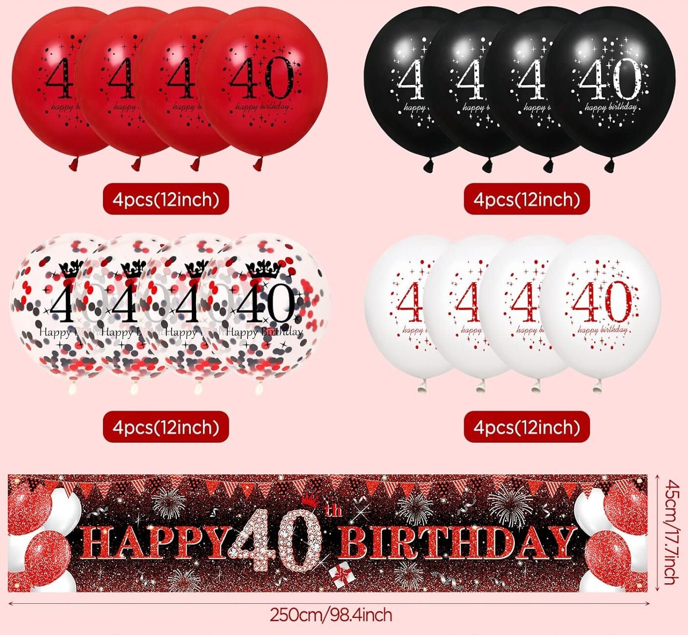Large 40th Birthday Banner Backdrop and Balloons Decorations - Etsy