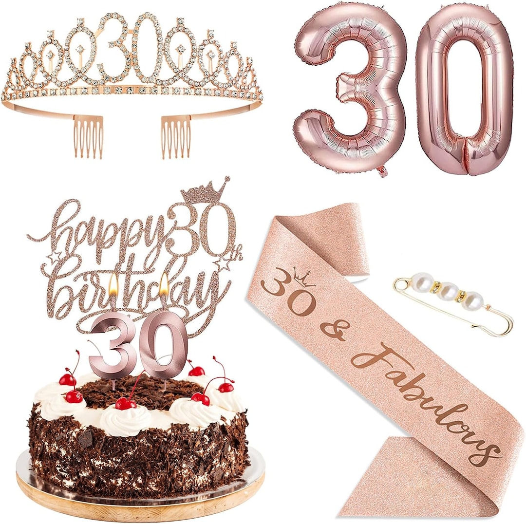 30th Birthday Sash and Tiara for Women, 30 and Fabulous Birthday Sash ...
