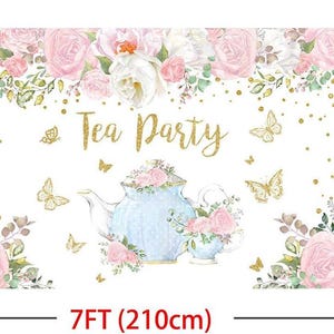Tea Party Backdrop Banner, Tea Party Decoration, Floral Garden Tea ...