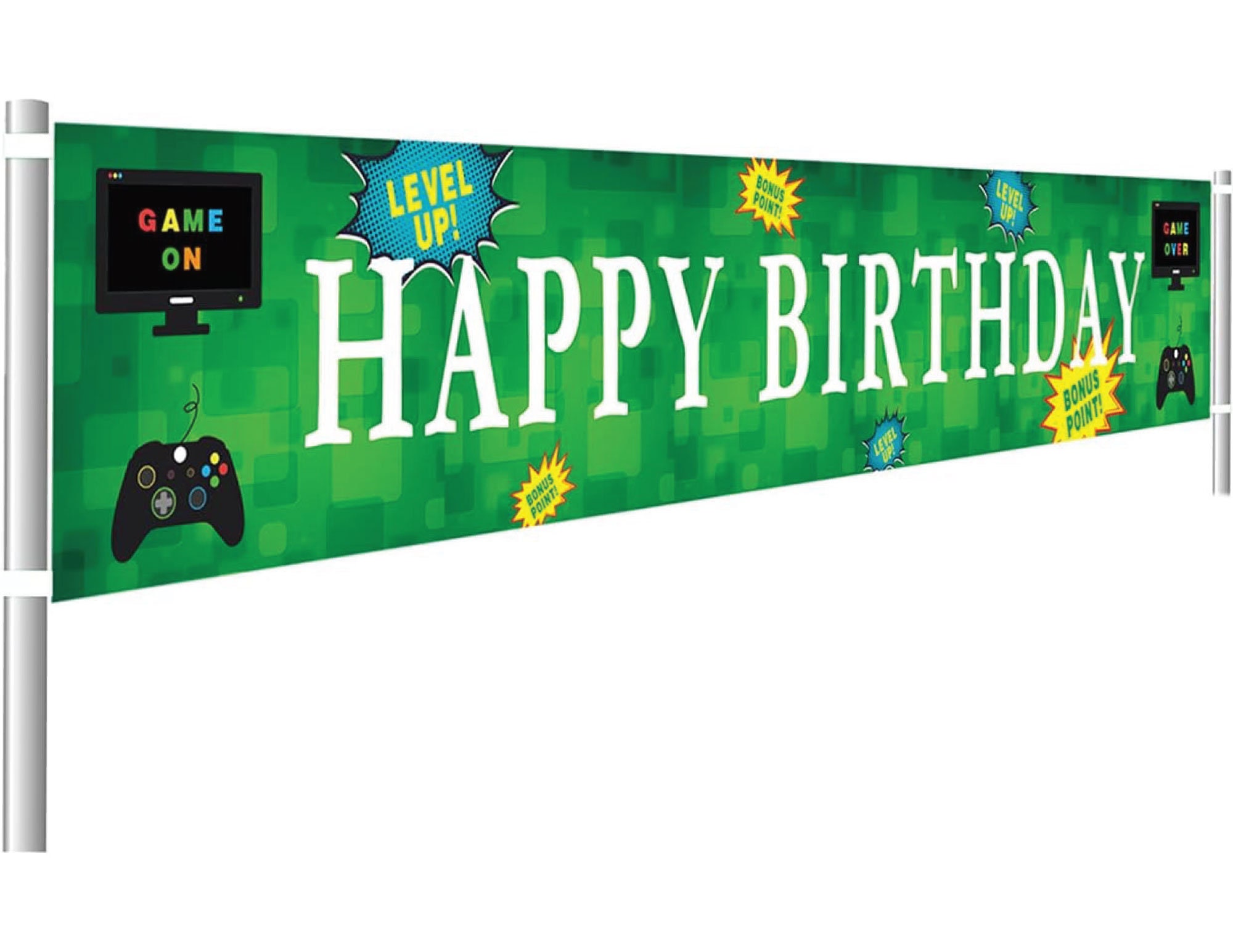 Large Video Game Happy Birthday Banner, Gaming Birthday Party Sign ...