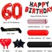 60th Birthday Decorations for Men Women Black and Red, Red Number 60 ...