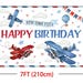Airplane Birthday Backdrop Banner, How Time Flies Happy Birthday ...