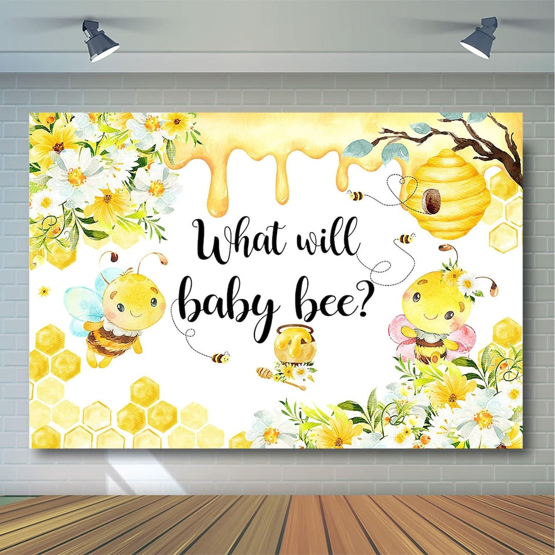 Bee Gender Reveal Backdrop, Bumble Bee What Will Baby Bee Backdrop ...