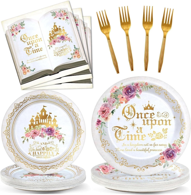 Once Upon a Time Party Decorations, Plates, Napkins, Forks Tableware ...