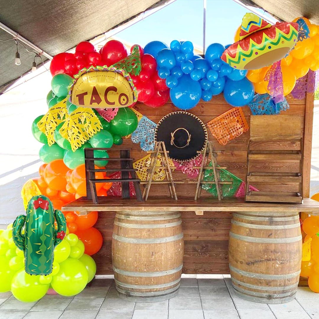 Mexican Fiesta Balloon Garland Arch Kit Llama Cactus Sombrero Taco ...