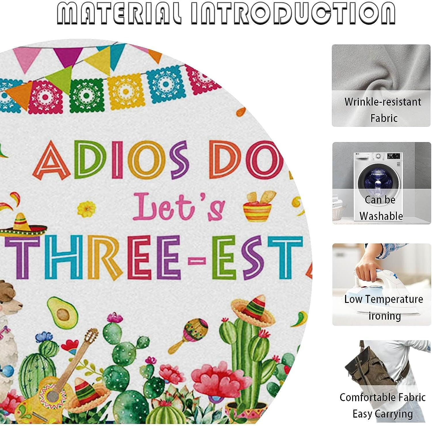 Mexican 3rd Birthday Backdrop Adios Dos Let's Three-esta Fiesta Party ...