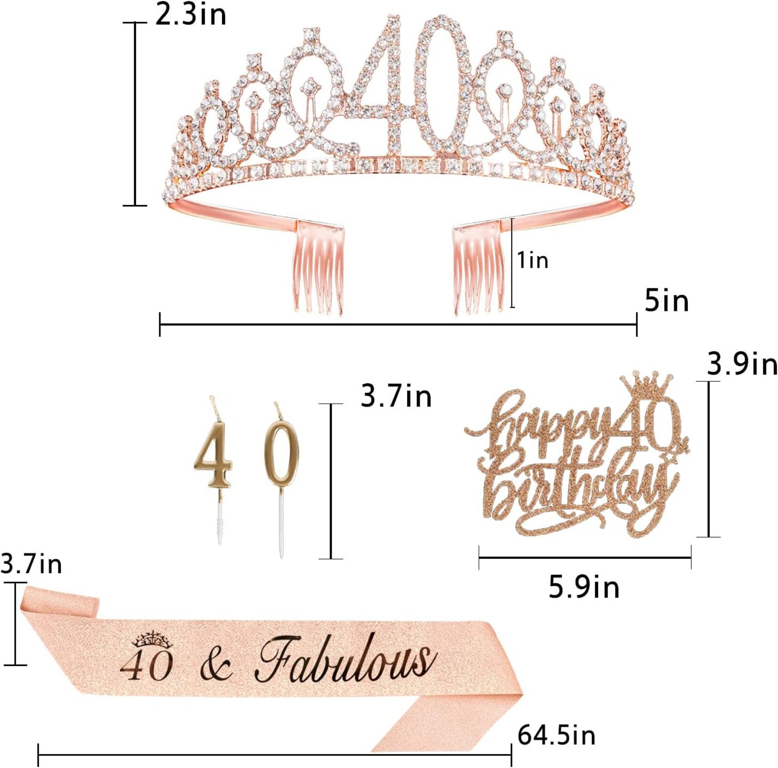 40th Birthday Sash and Tiara for Women, 40 and Fabulous Birthday Sash ...