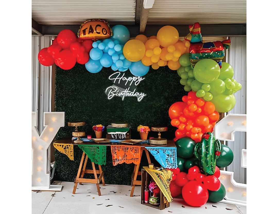 Mexican Fiesta Balloon Garland Arch Kit Llama Cactus Sombrero Taco ...