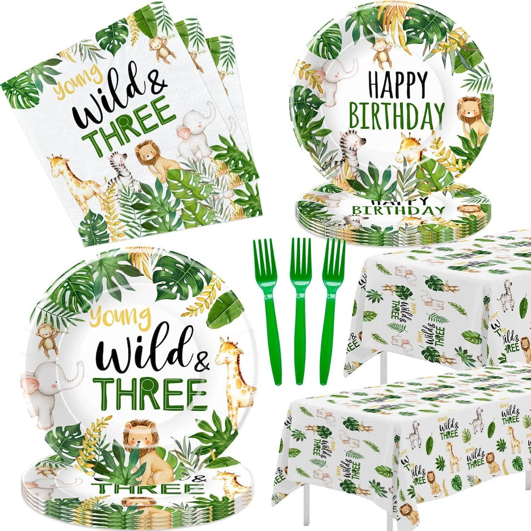 Young Wild and Three Birthday Plates, Napkins, Cups, Tablecloth ...