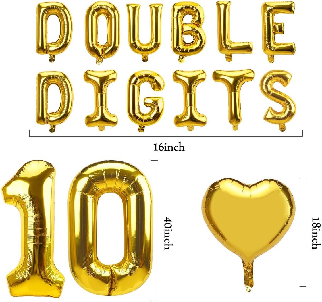 10th Birthday Balloons Decorations, Double Digits Balloons Girls 10th ...