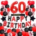60th Birthday Decorations for Men Women Black and Red, Red Number 60 ...