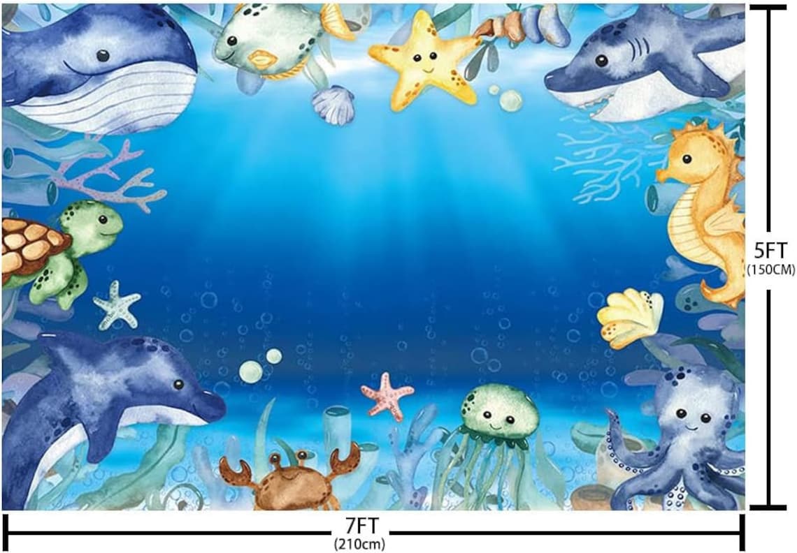 Under the Sea Backdrop Banner, Ocean Theme Boys Birthday Party ...