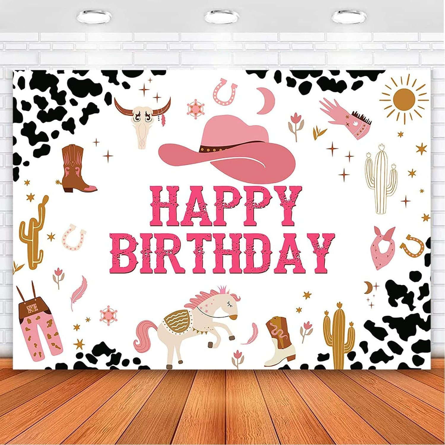 Western Cowgirl Birthday Backdrop Banner, Wild West Girl Birthday ...
