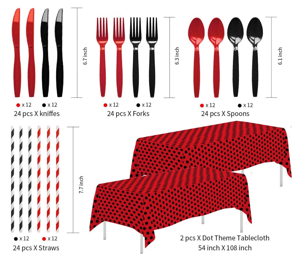 Ladybug Birthday Party Plates, Napkins, Cups, Tablecloth Disposable ...