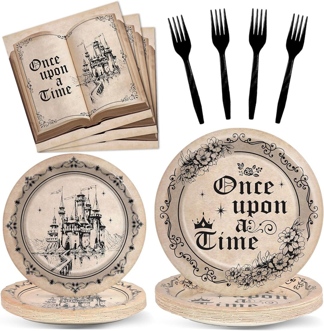 Once Upon a Time Party Decorations, Plates, Napkins, Forks Tableware ...
