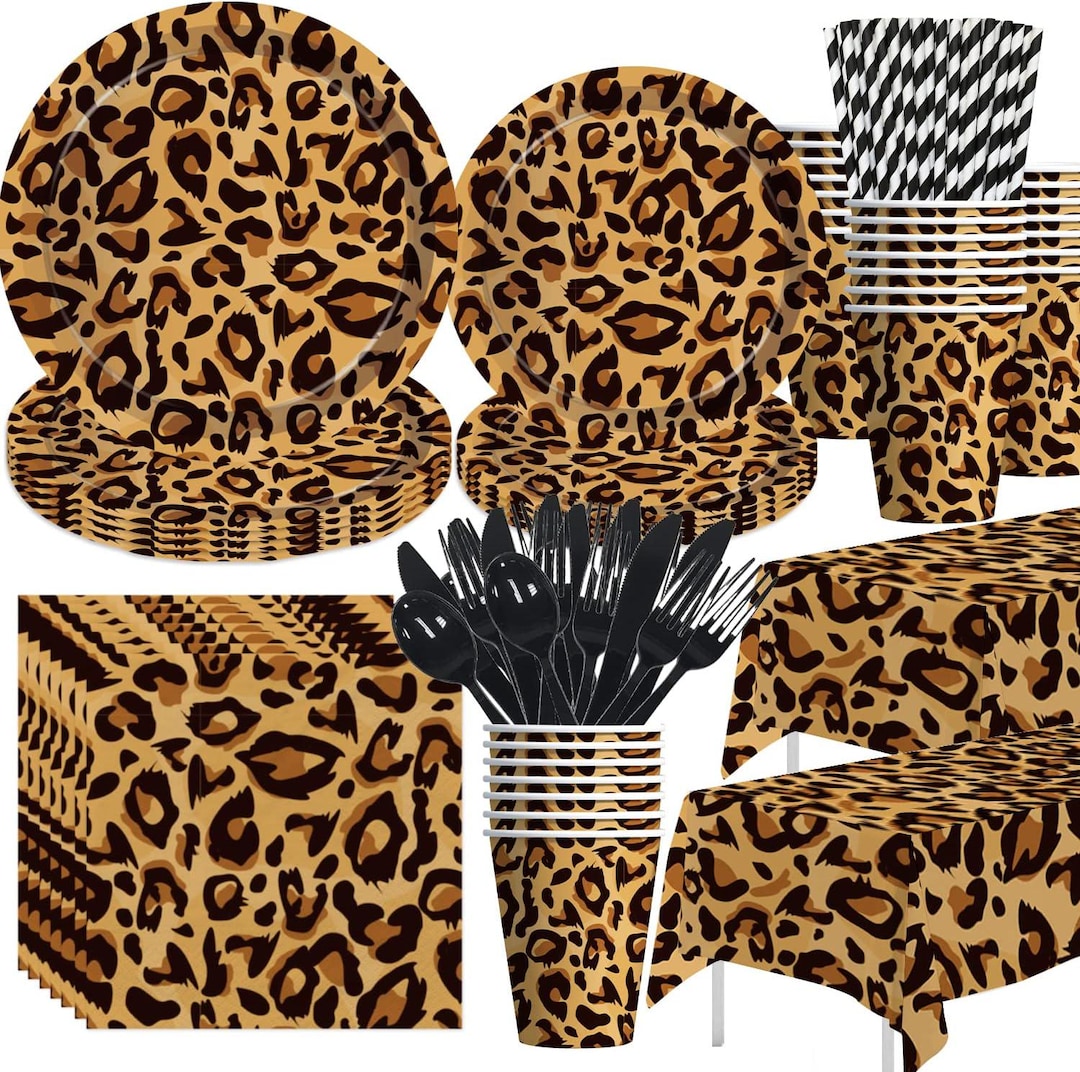 Leopard Print Party Plates, Napkins, Cups, Tablecloth Disposable ...