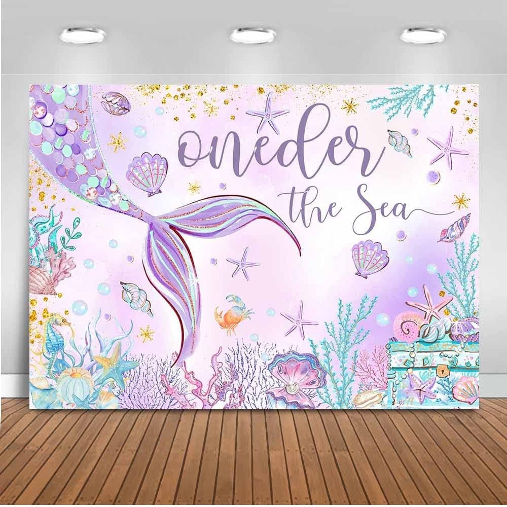Mermaid Oneder the Sea 1st Birthday Backdrop Banner, Mermaid Theme ...