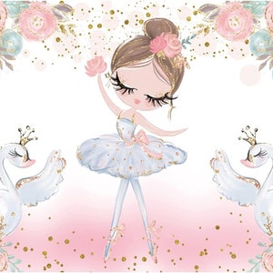 Tutu Ballerina Backdrop Banner, Girls Birthday Blush Pink Floral Cake ...