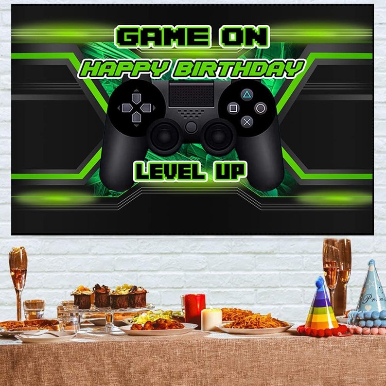 Video Game Happy Birthday Backdrop Game on Birthday Party Backdrop ...