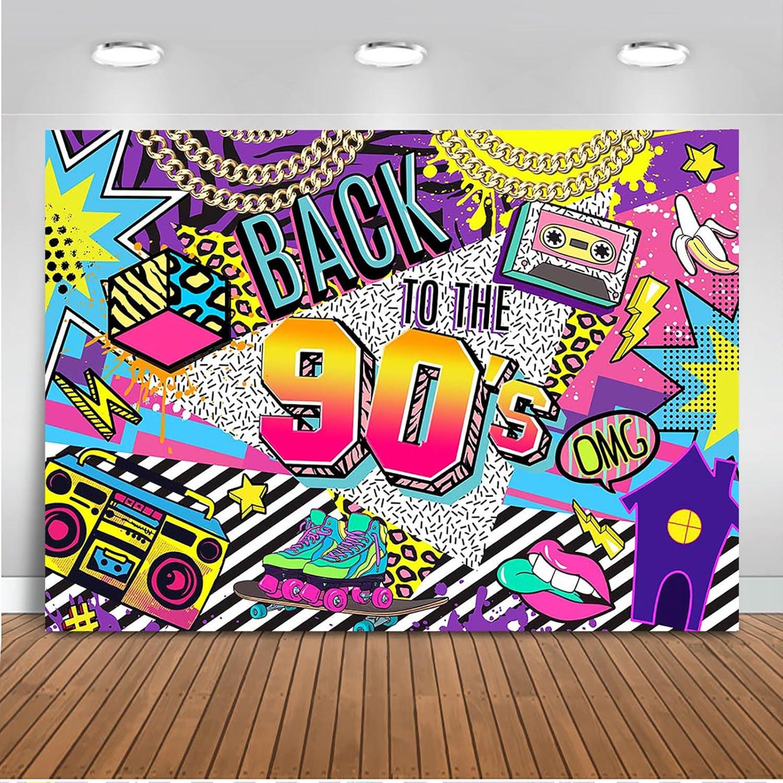 Back to the 90's Banner Backdrop, the 90's Retro Hip Hop Graffiti Theme ...