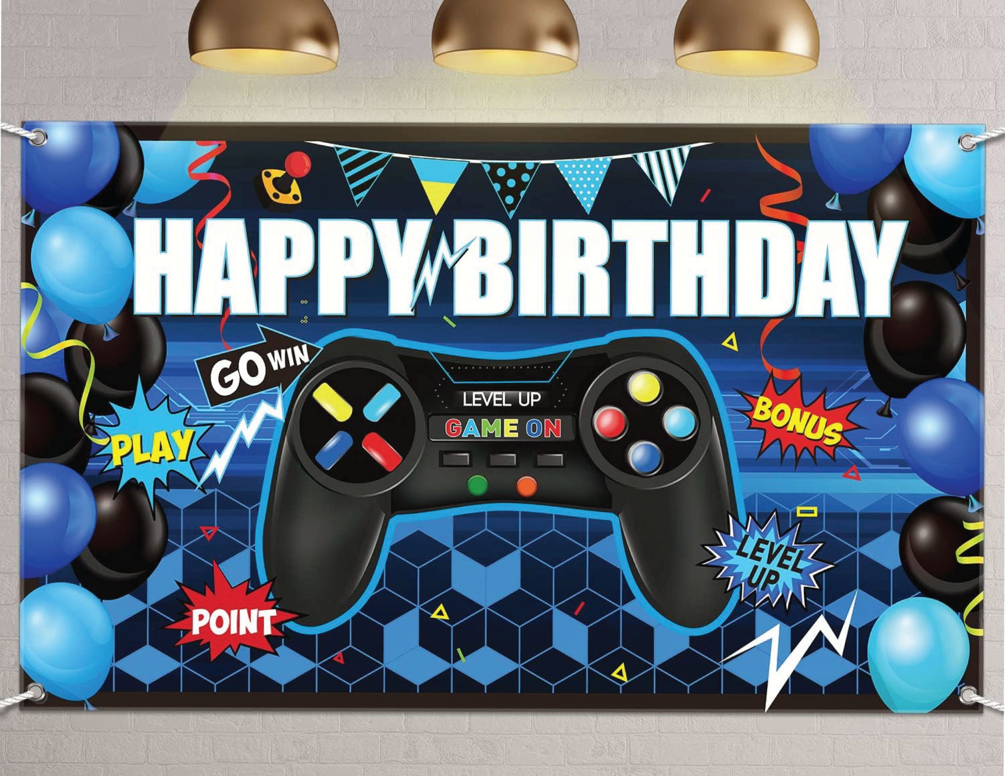Video Game Happy Birthday Backdrop Game on Birthday Party Backdrop ...