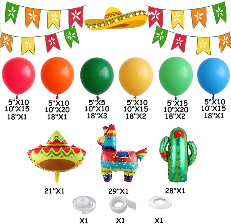 Mexican Fiesta Balloon Garland Arch Kit Llama Cactus Sombrero - Etsy
