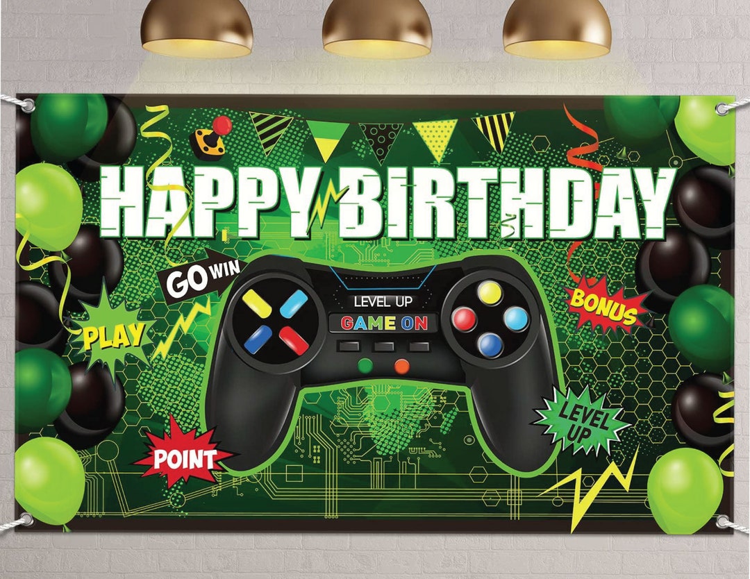 Video Game Happy Birthday Backdrop Game on Birthday Party Backdrop ...