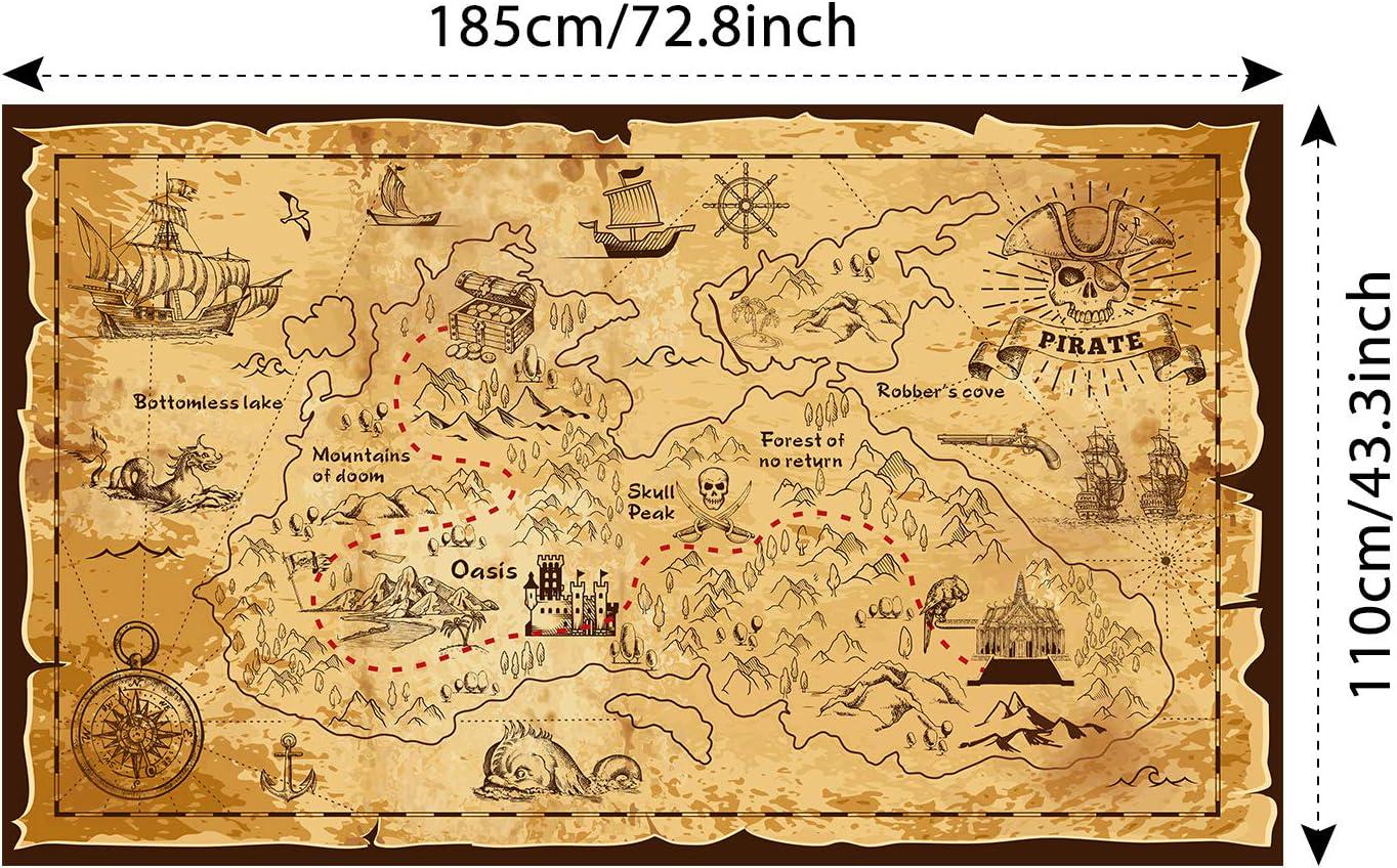 Pirate Treasure Map Banner Backdrop Pirate Theme Birthday Backdrop ...