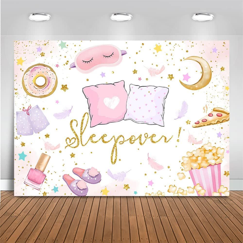 Sleepover Party Backdrop Banner, Girls Make up Sleep Over Birthday ...