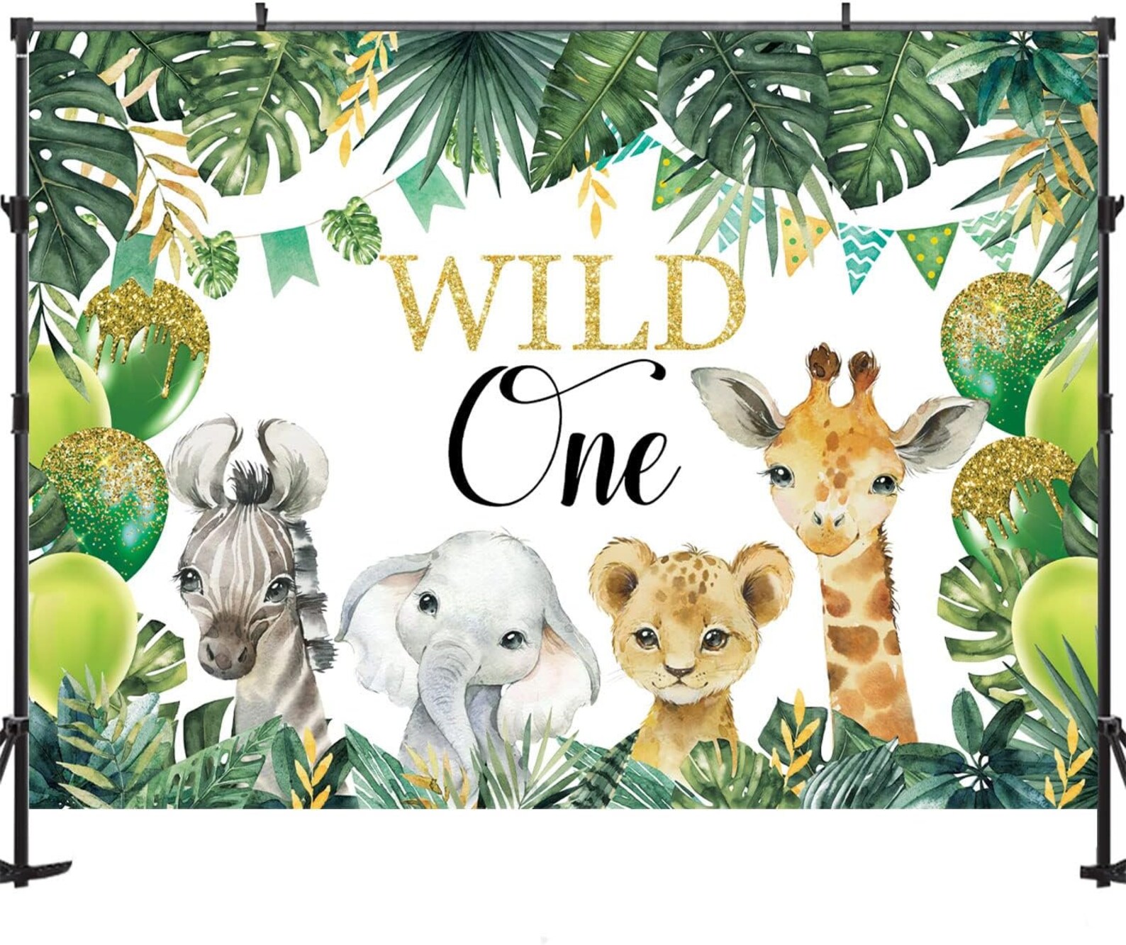 Wild One Backdrop Girl and Boy Jungle Safari Animals 1st Birthday Vinyl ...