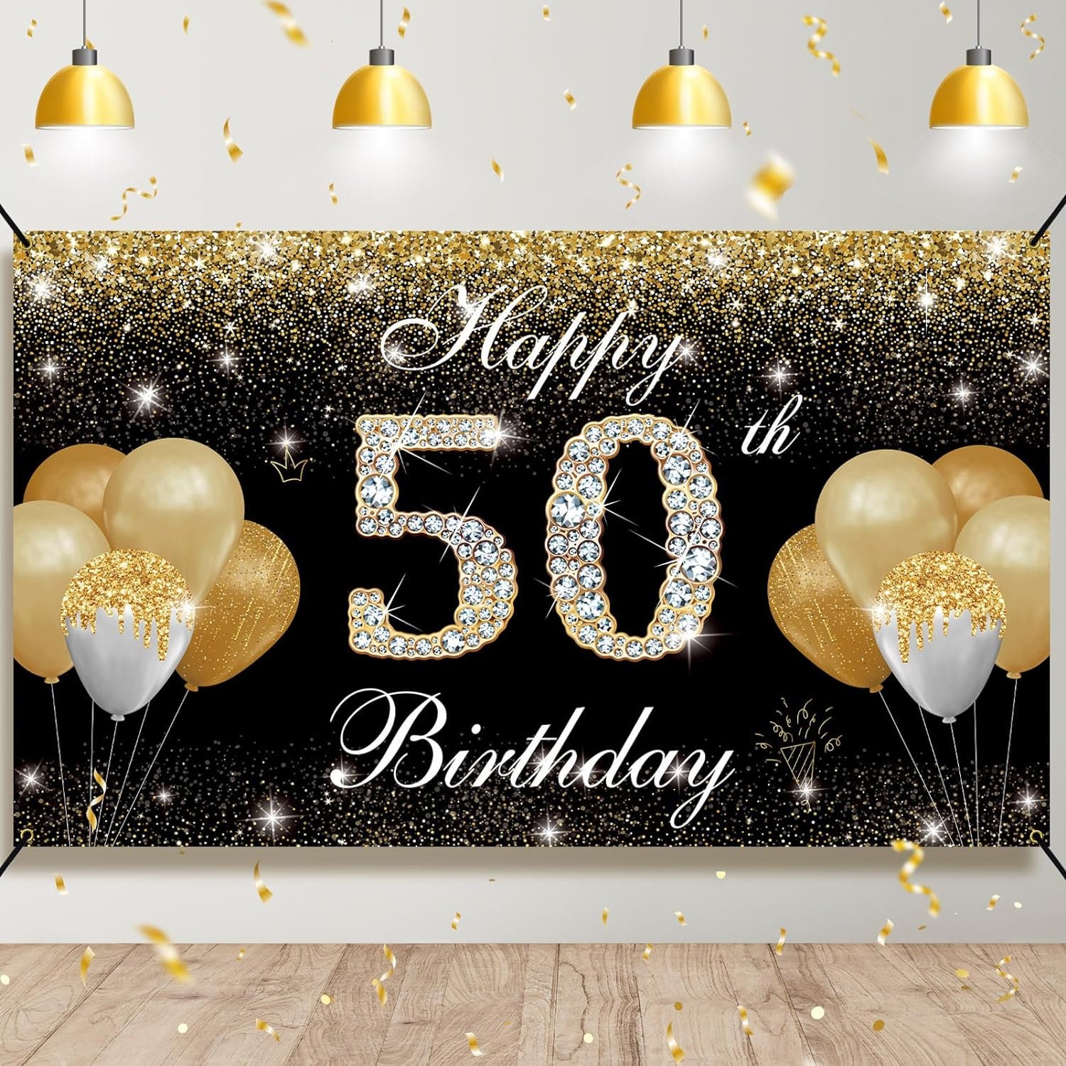 50th Birthday Banner Backdrop Decorations for Women Black and - Etsy