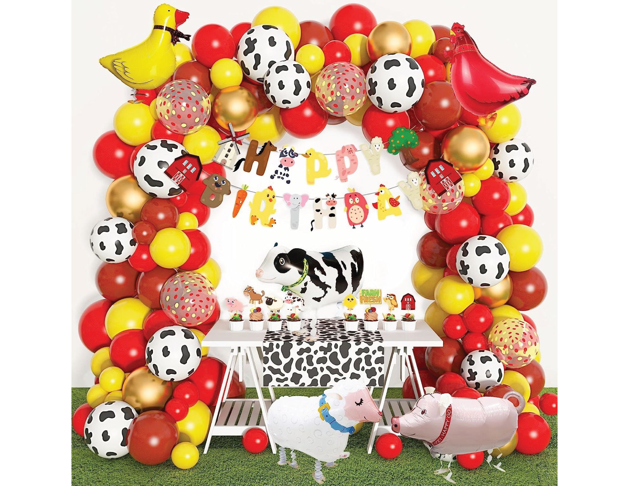 Farm Animals Birthday Balloon Garland Arch, Farm Animals Birthday ...