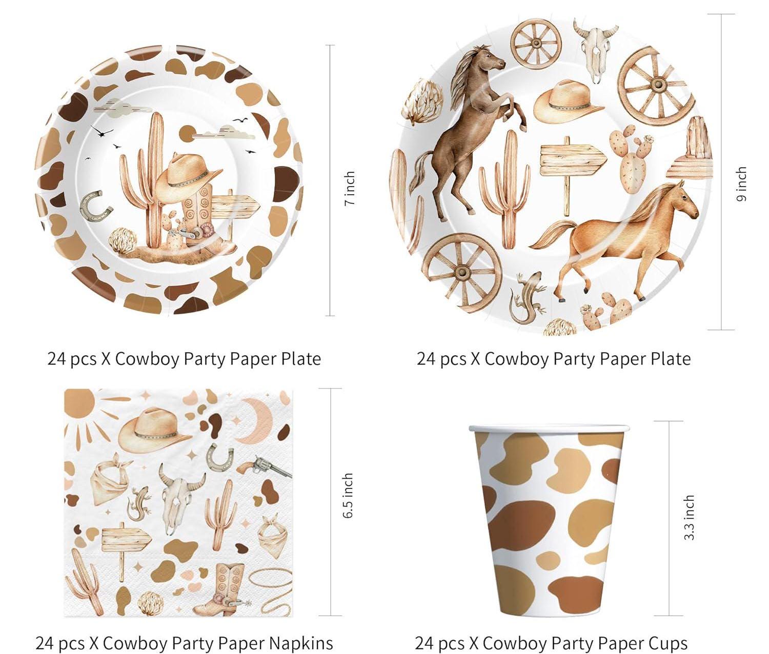 Western Cowboy Party Plates, Napkins, Forks Disposable Tableware Serves ...