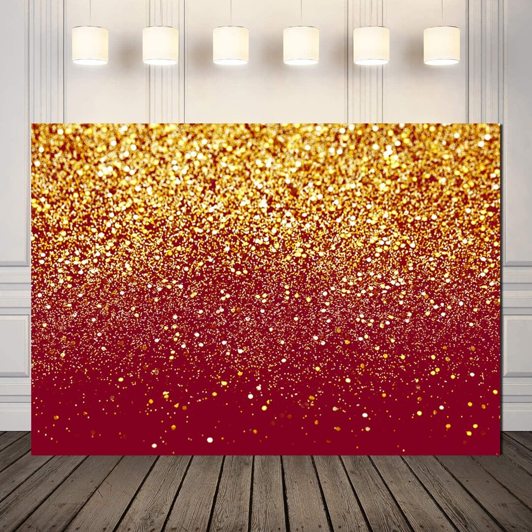 Red and Gold Backdrop Gold Spots Bokeh Backdrop Vinyl Photo Background ...