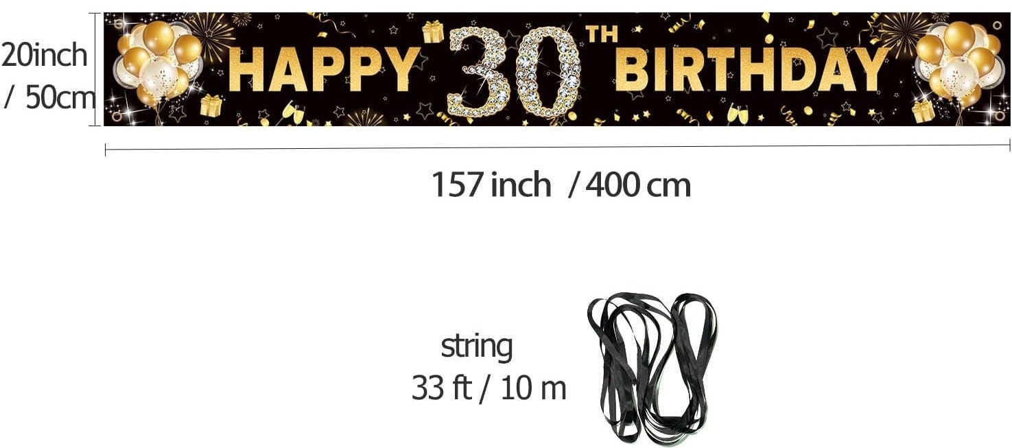 Large 30th Birthday Banner Backdrop Decorations for Women and - Etsy