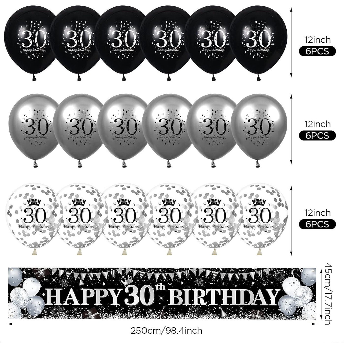 Large 30th Birthday Banner Backdrop and Balloons Decorations - Etsy