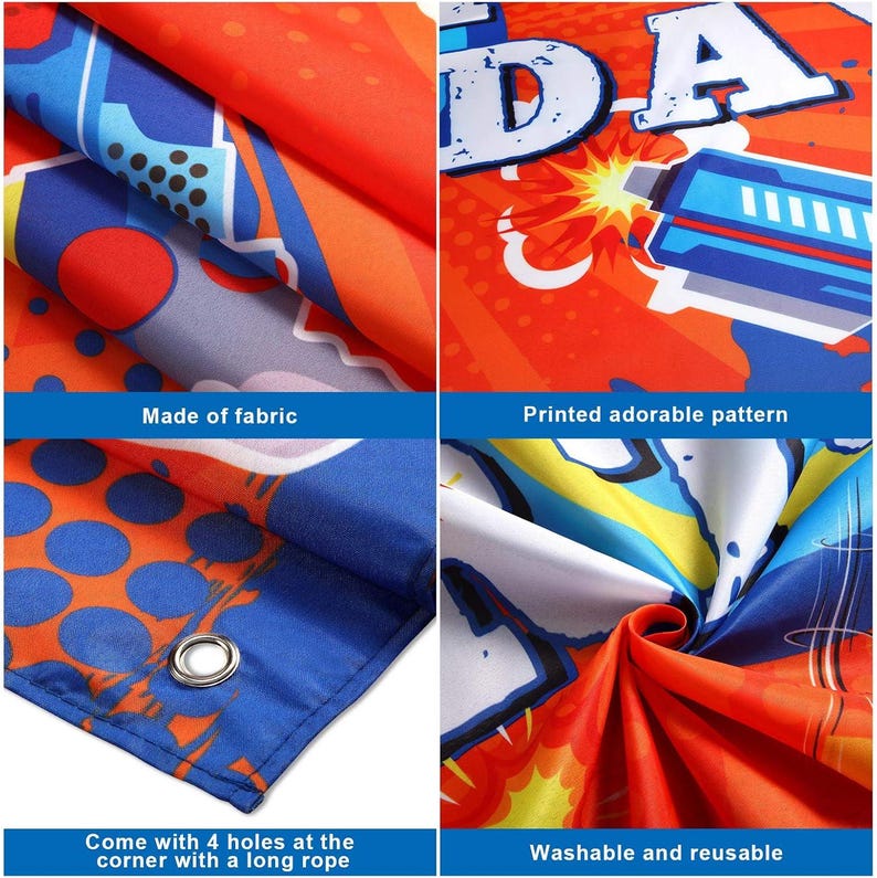 Dart Battle Birthday Banner Backdrop Decorations, Dart Battle Happy ...