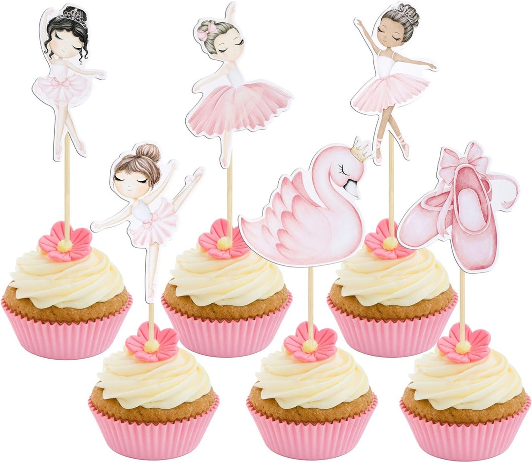 Ballerina Cupcake Toppers 36pcs, Ballet Dancer Baby Girl Cupcake Picks ...