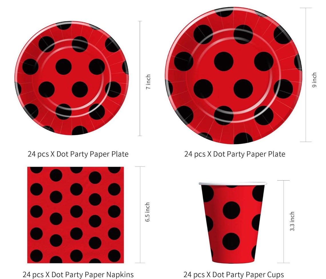 Ladybug Birthday Party Plates, Napkins, Cups, Tablecloth Disposable ...