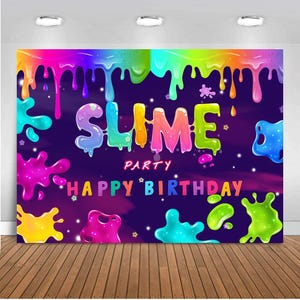 Slime Birthday Backdrop, Slime Party Backdrop Vinyl Photo Background ...