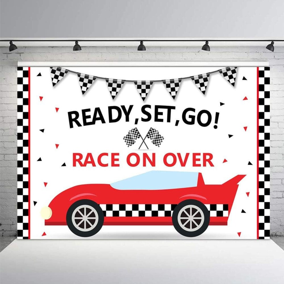 Race Car Birthday Backdrop Banner, Race Car Boys Birthday Party ...
