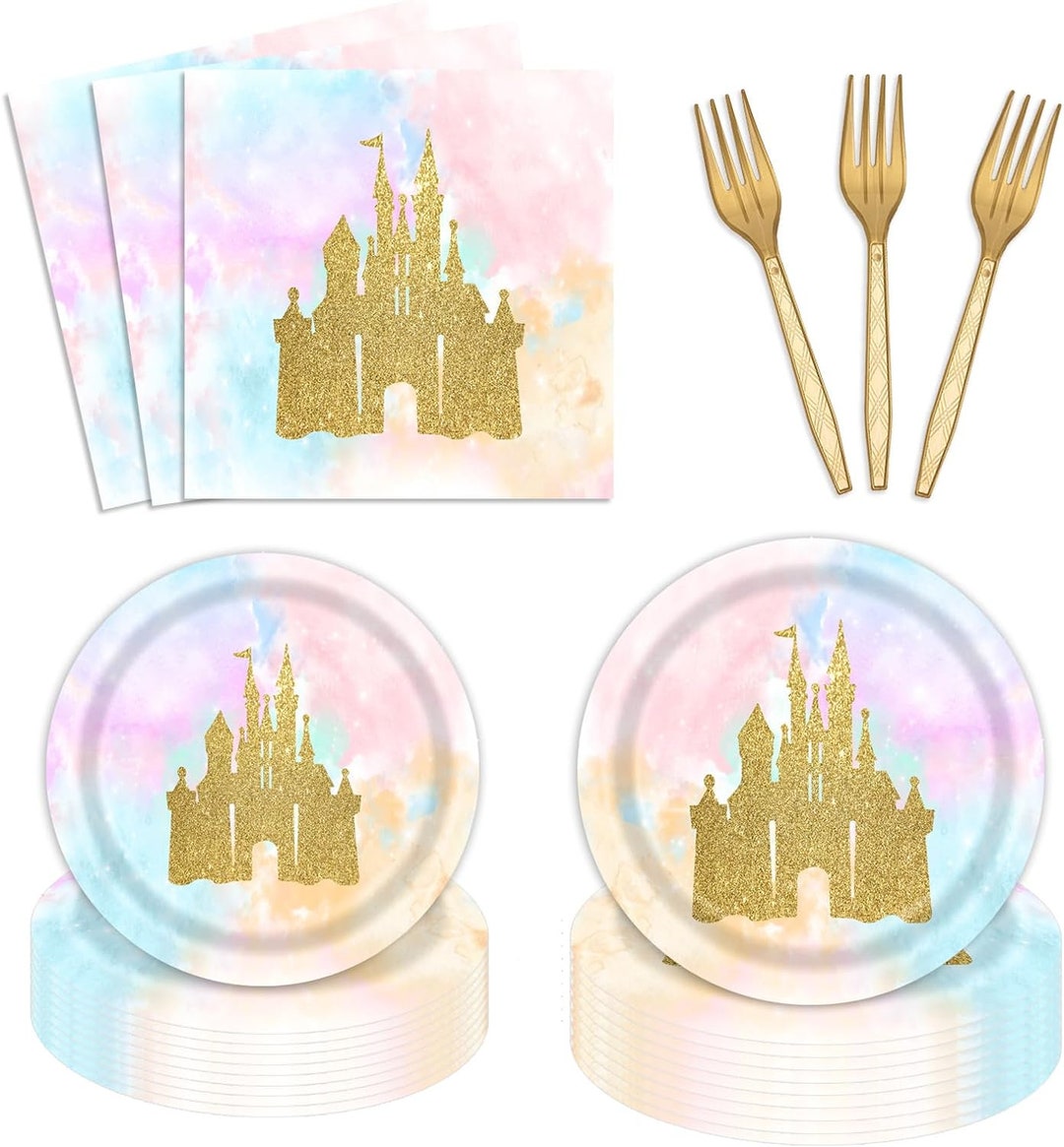 Princess Castle Party Decorations, Plates, Napkins, Forks Tableware ...