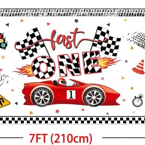 Fast One Birthday Backdrop Banner, Race Car Boys 1st Birthday Party ...